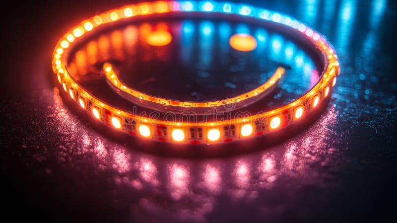 LED Lights Forming a Glowing Neon Smiley Face. Stock Photo - Image of ...