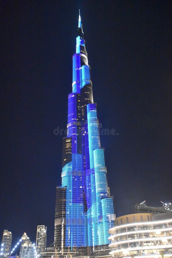 The LED Lights Show at Burj Khalifa in Dubai, UAE Editorial Photography ...
