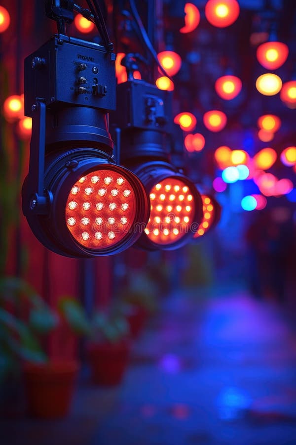 LED Lights on Streetlight Poles at Night Stock Photo - Image of bright ...
