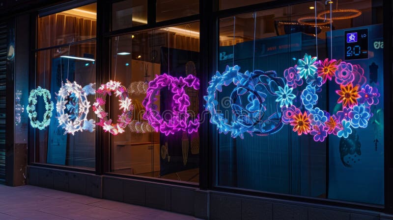 LED-Lit Customizable Easter Wreaths in Craft Shop Window Stock Image ...