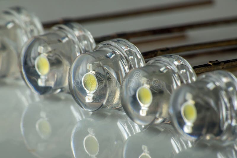 LED Micro Bulbs. Observation of Light Semiconductor Diodes. Electric ...