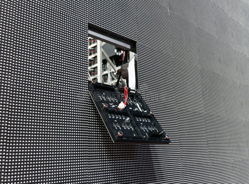 The LED Module Has Fallen Out of Its Place on the Surface of the Large ...