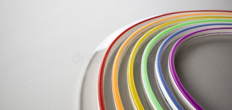 Led Neon Rainbow Laying on the Table Stock Photo - Image of design ...