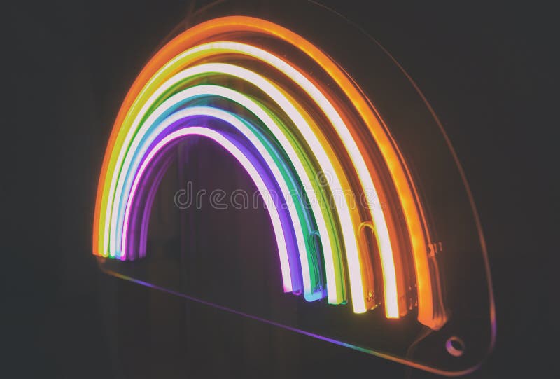 The Led Neon Rainbow Shines in the Room Stock Photo - Image of ...