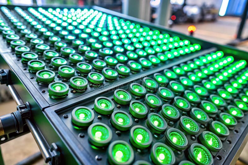 LED Panel Green Light Indicators Industrial Production Stock ...
