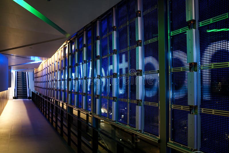 LED Pattern System on the Mirror Glass Wall from Inside the Building To ...