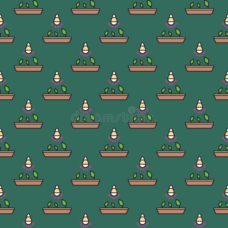 LED Phyto Grow Light Vector Colored Seamless Pattern Stock Vector - Illustration of seedling ...