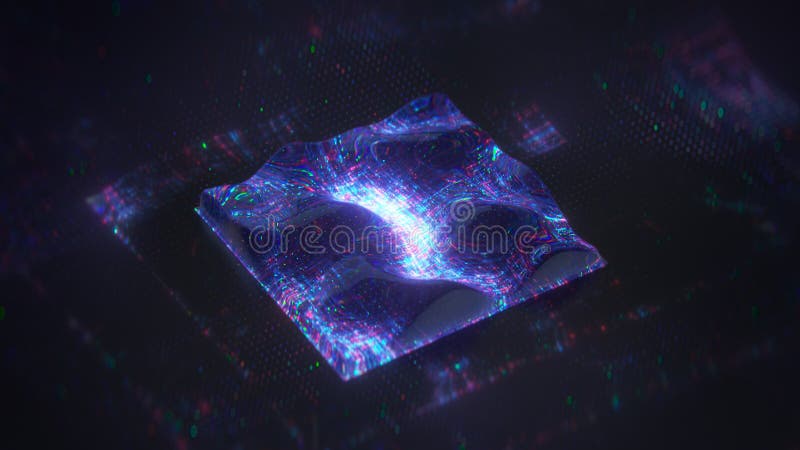 LED Pixels and Glowing Lines 3D Render Stock Illustration ...