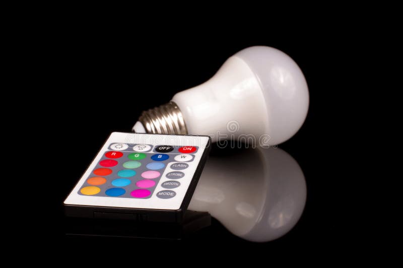 LED with Remote Control Isolated on Black Stock Photo - Image of close ...