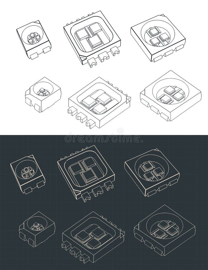 LED RGB blueprints Set stock vector. Illustration of design - 229173143