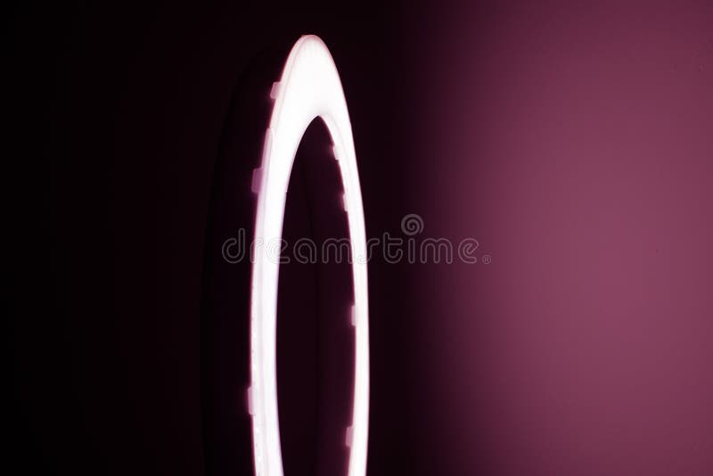LED Ring Light in a Studio Room Against Empty Walls Side View, Light ...