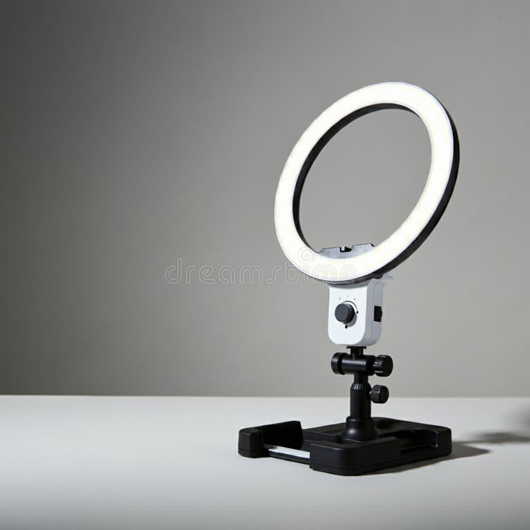LED Ring Light on a Tabletop, Featuring a Circular Design with White ...