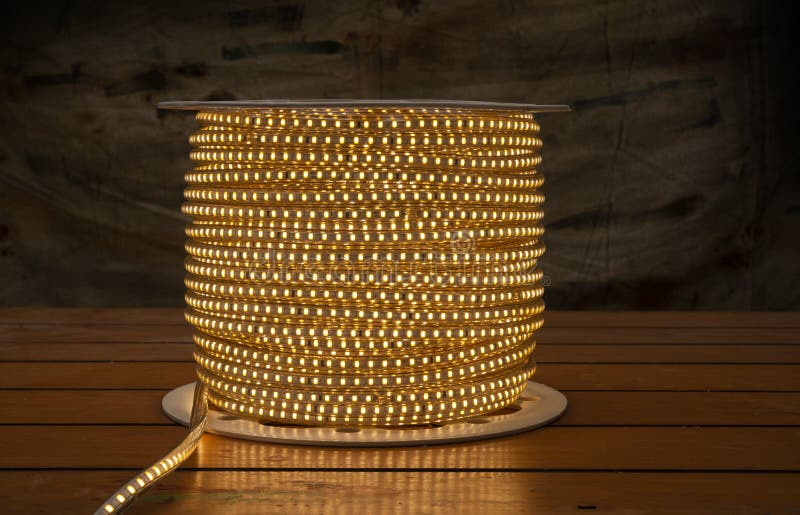 LED Rope Light Strip Closeup View with Lightening Bulb Stock Photo ...