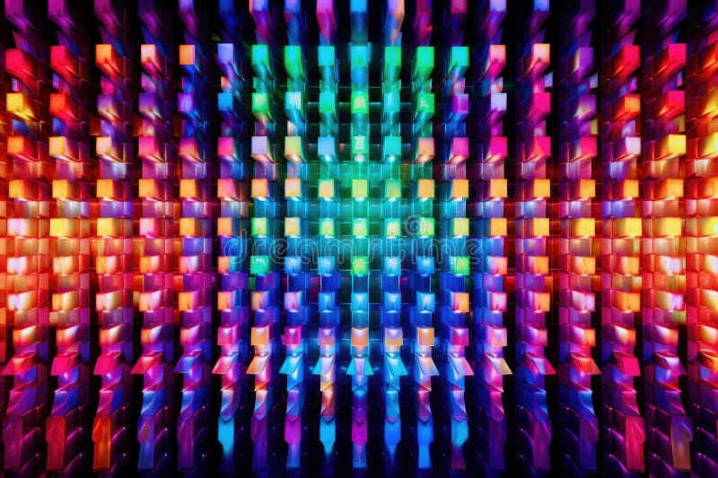 Led Screen Pixels Forming a Bright and Colorful Geometric Design Stock ...