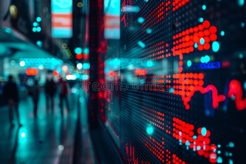 LED Screen with Stock Data and City Lights Stock Image - Image of data ...