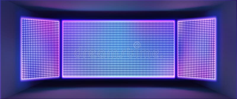 Led Screen Wall Display Glowing with Purple Light Stock Illustration ...
