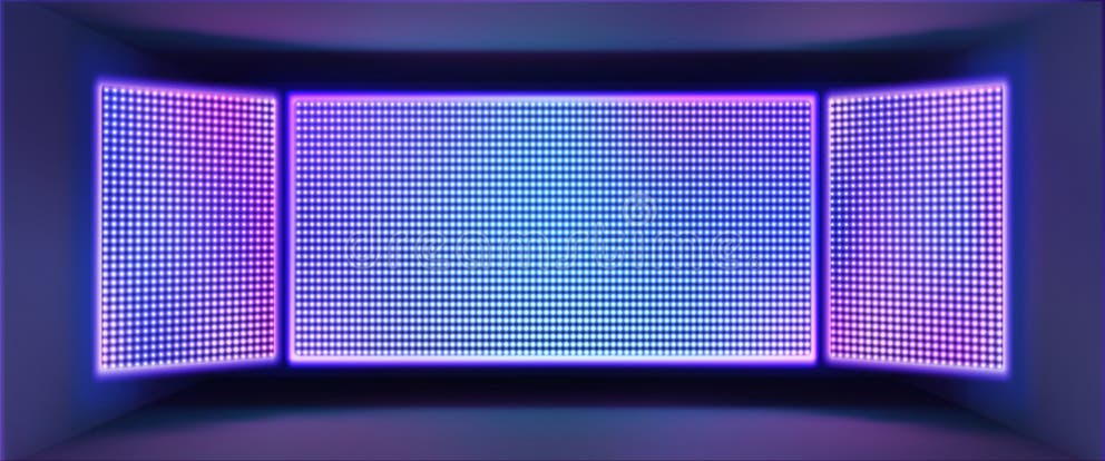 Led Screen Wall Display Glowing with Purple Light Stock Illustration ...