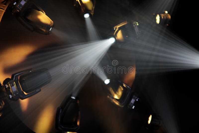 LED Spot Moving Head Lights Hang Over the Stage Stock Image - Image of ...