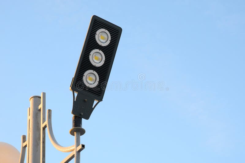LED Spotlight. Lamp Post Closeup Stock Image - Image of white ...