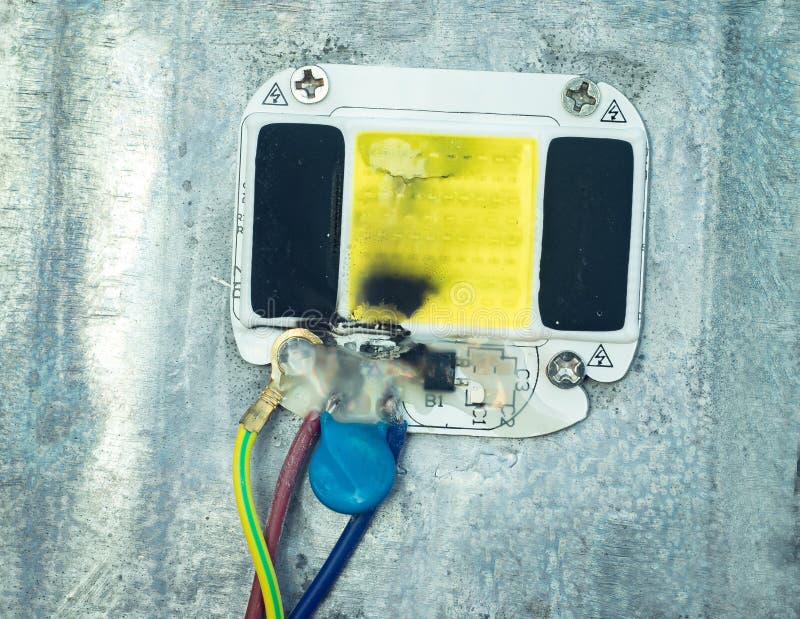 Power of the Electronic Board for High Power LEDs and Burnt LED Stock ...