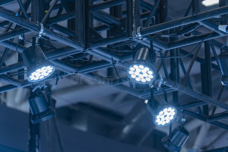 LED Stage Lighting Fixtures at the Show Stock Photo - Image of modern ...