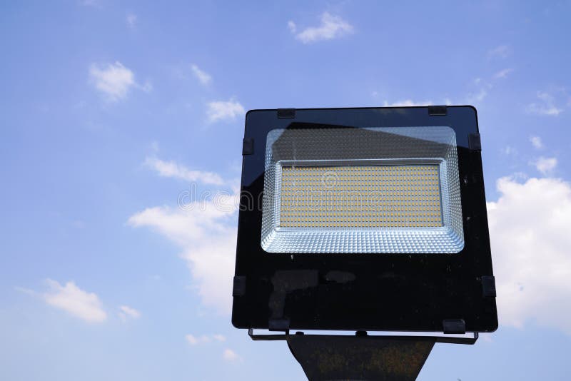 LED Street Lamp Post on Blue Sky Background Stock Image - Image of city ...