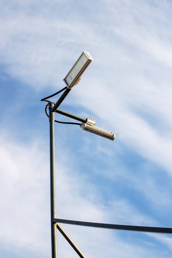 LED Street Light on Blue Sky Background Stock Photo - Image of lamp ...