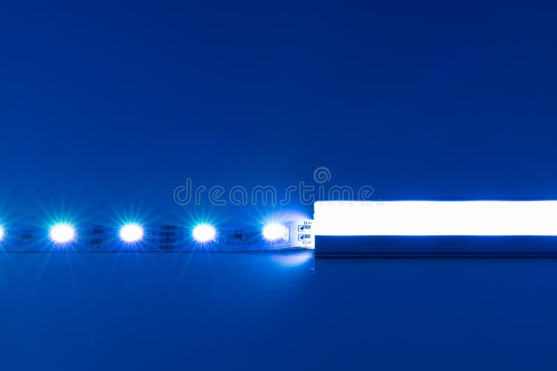 Led Strip Blue Light in Aluminum Channel Diffuser Stock Photo - Image ...