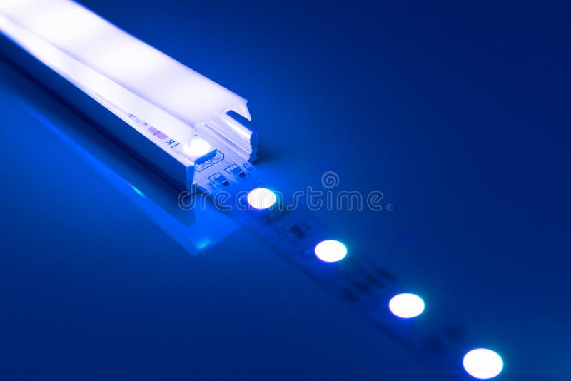 LED Strip with Aluminum Profile on Rough Ceiling Stock Image - Image of ...