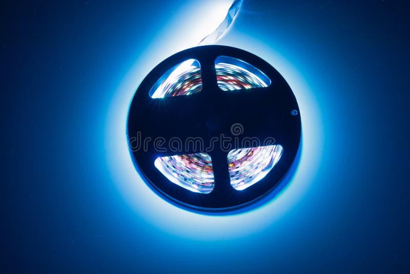 Led strip blue light roll stock photo. Image of reel - 202418368