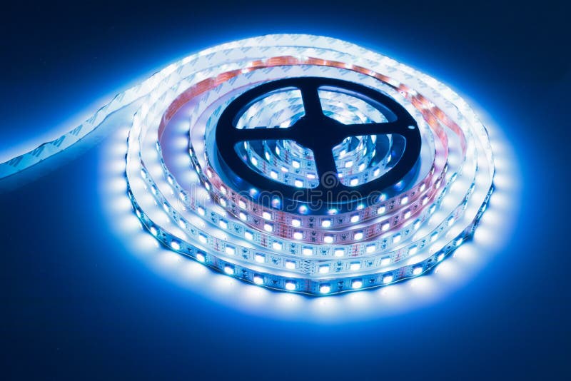 Led strip blue light roll stock photo. Image of electricity - 209929978