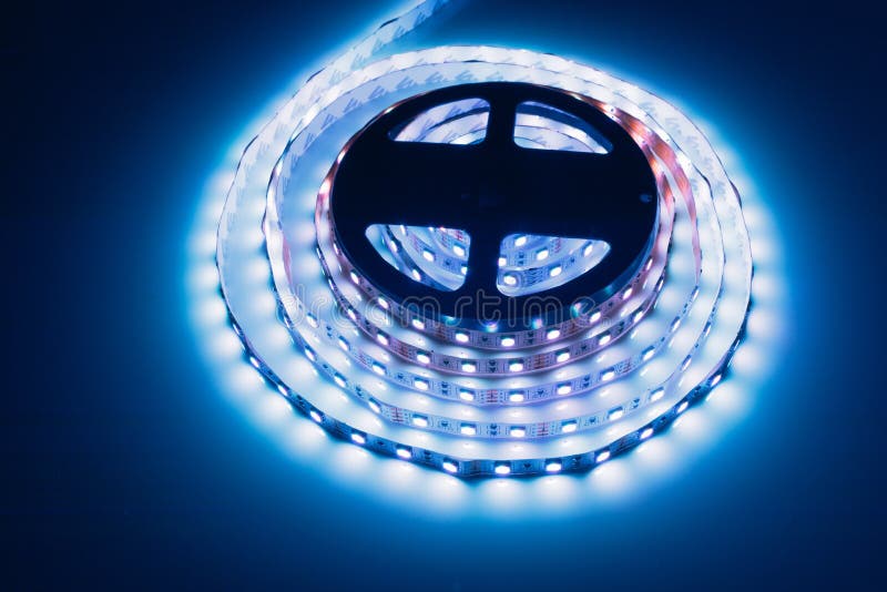 Led strip blue light roll stock image. Image of circle - 219960587