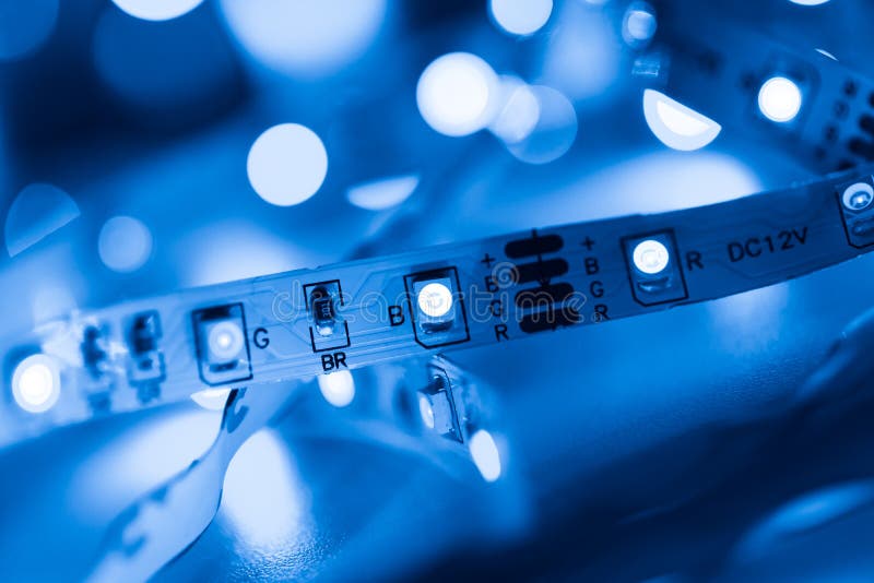 LED Strip, Blue Lights, Close Up Photo Stock Photo - Image of color ...