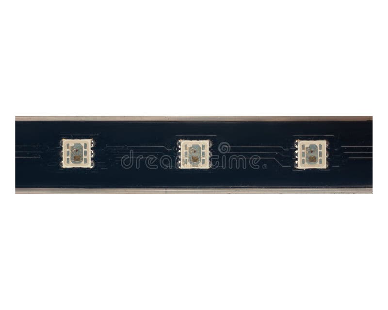 LED Strip Close-up Segment Isolated on White Background Stock Photo ...
