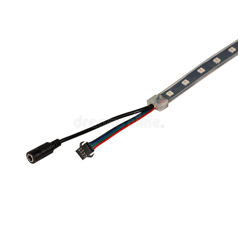 LED Strip Close-up Segment Isolated on White Background Stock Photo ...