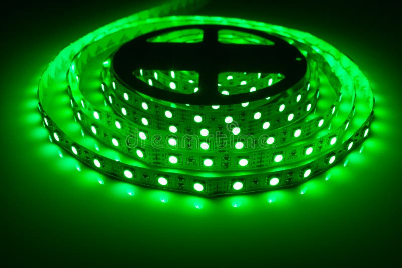 Led strip green light roll stock photo. Image of colors - 198677216