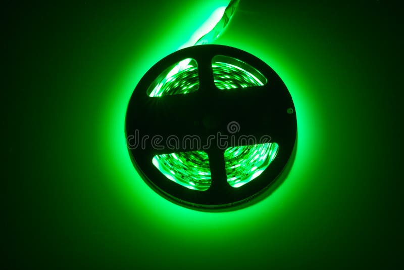 Led strip green light roll stock photo. Image of colors - 198677234