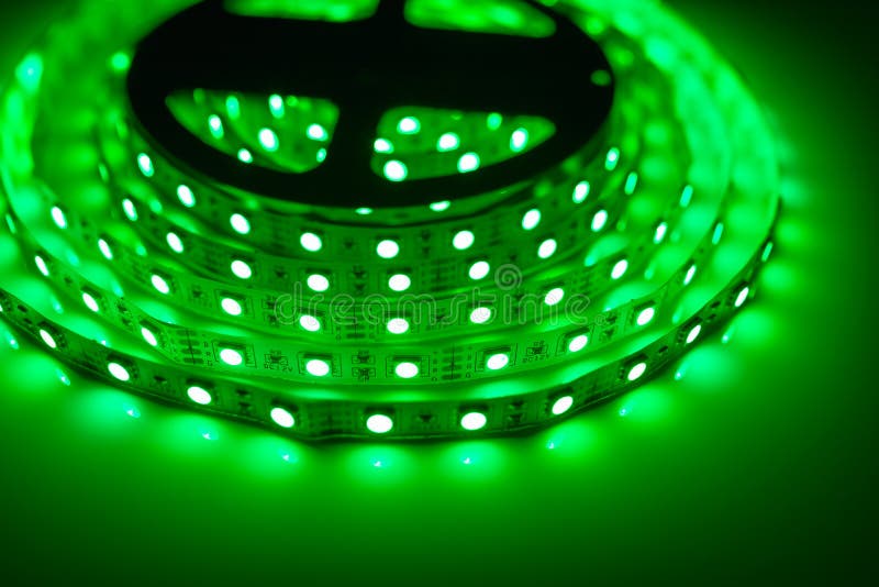 Led strip green light roll stock image. Image of bright - 200235913
