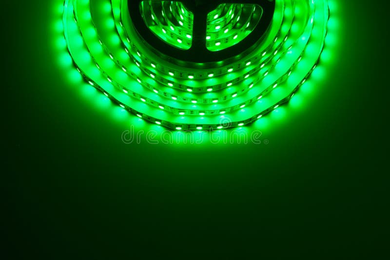 Led strip green light roll stock photo. Image of abstract - 200235920