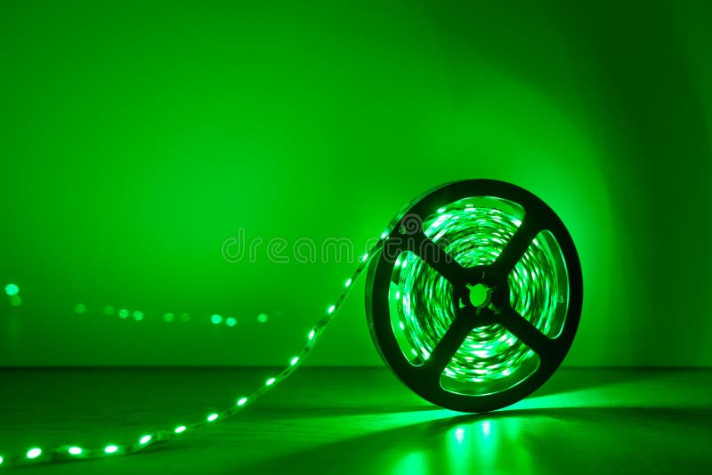 Led strip green light roll stock image. Image of bright - 200235941