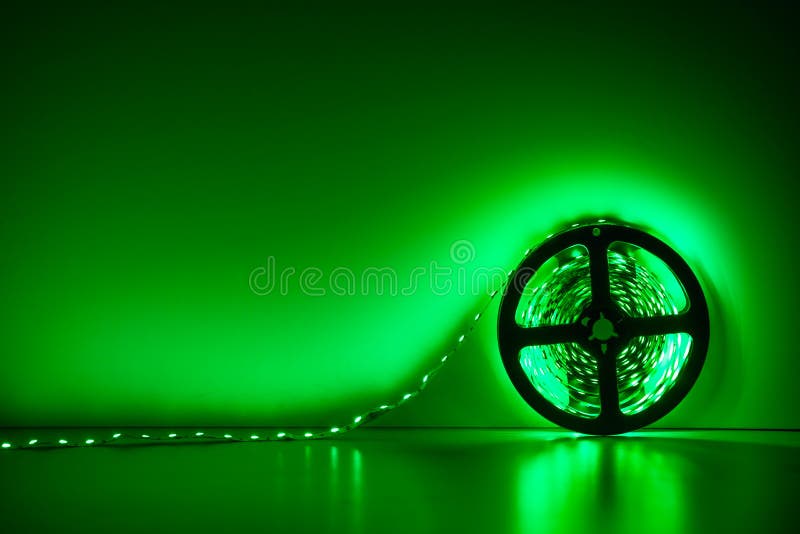 Led strip green light roll stock image. Image of electric - 204441097