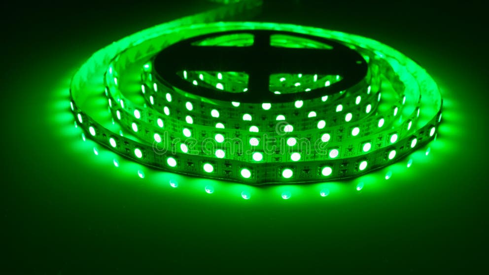 Led strip green light roll stock image. Image of cool - 219055187