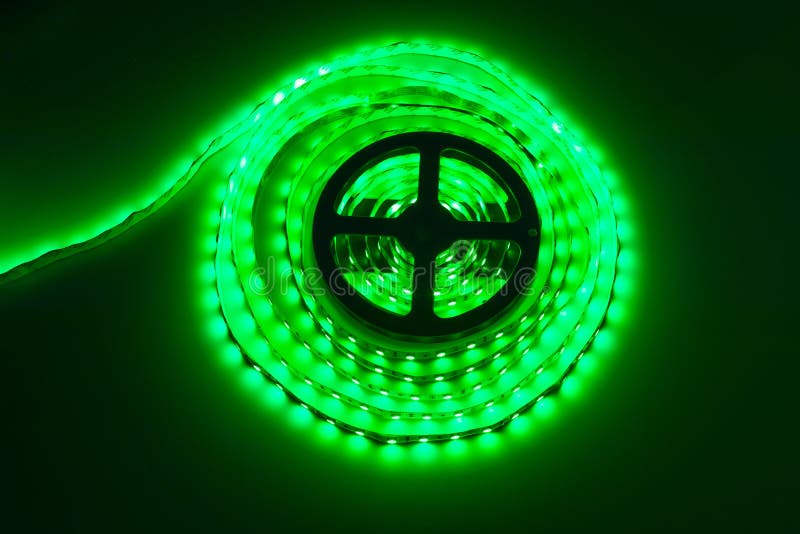 Led strip green light roll stock photo. Image of green - 219055192