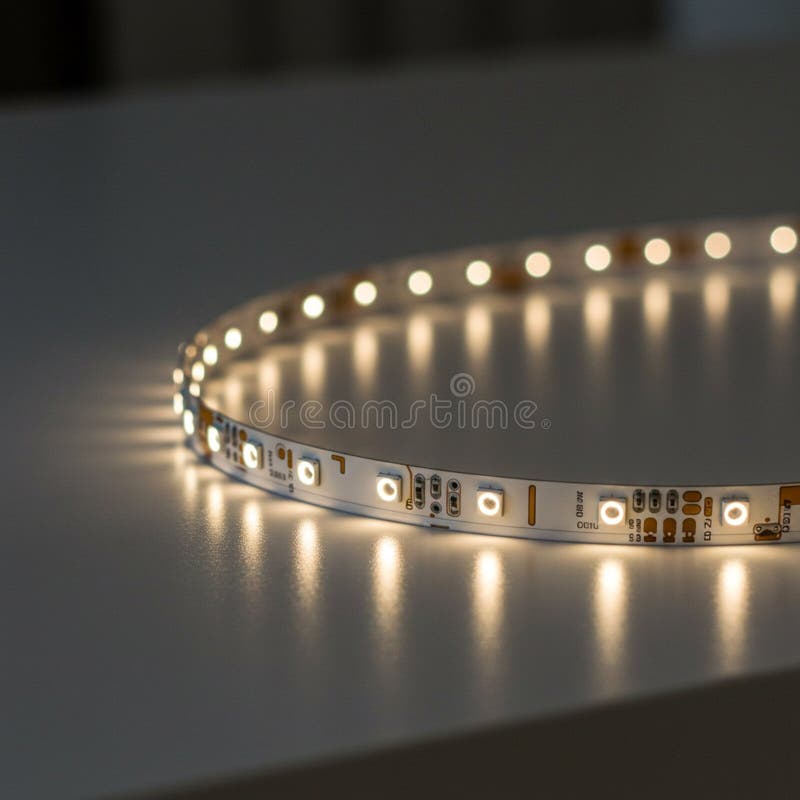 LED Strip Light Emits a Warm White Glow, Arranged in a Circular Shape ...