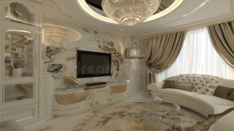 LED Strip Lighting Integrated into the Ceiling Coves of Stock Image ...