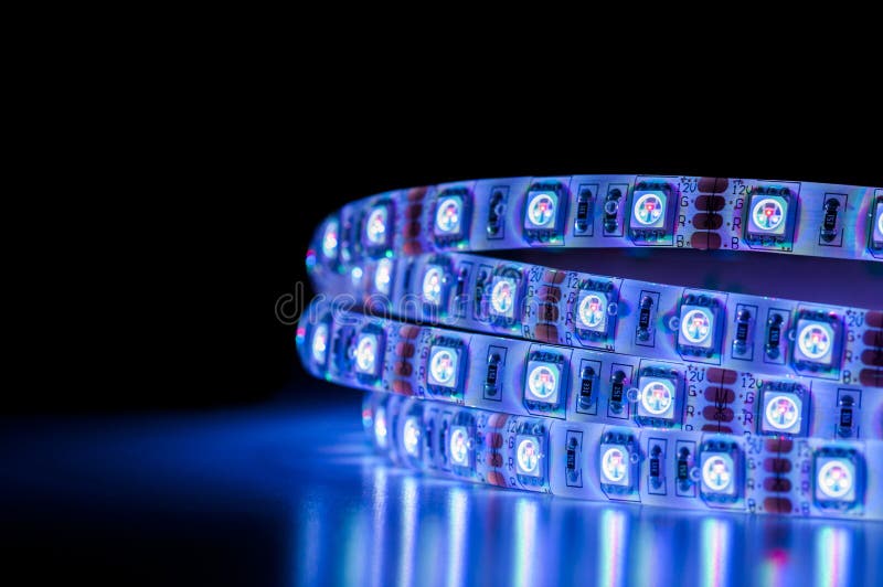 Led Strip Lights, Blue Color Stock Image - Image of color, electricity ...