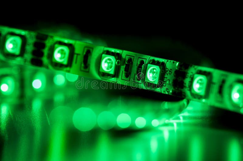 Led Strip Lights, Green Color Stock Image - Image of life, illuminated ...