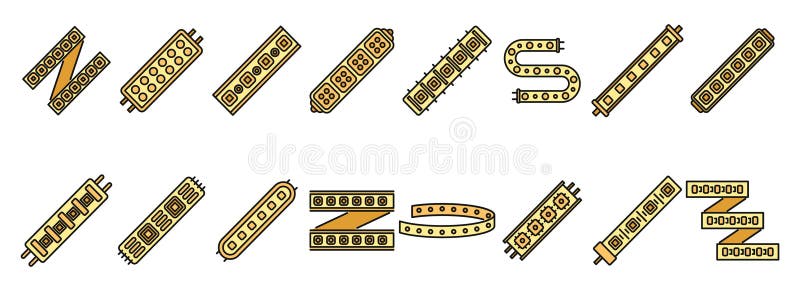 Led Strip Lights Icons Set Vector Color Stock Illustration ...