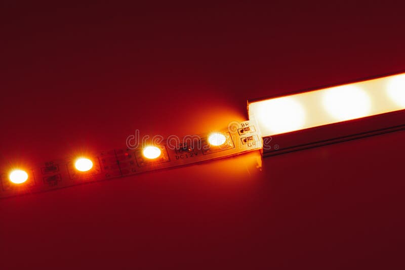Led Strip Orange Light in Aluminum Channel Diffuser Stock Photo - Image ...