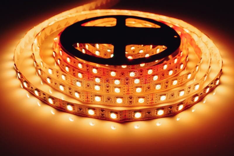 Led Strip Orange Light Roll Stock Photo - Image of cool, light: 217239892